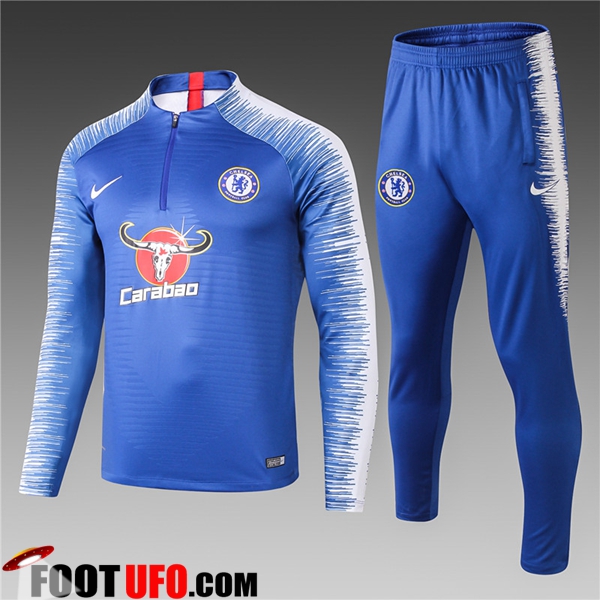 Nouveau Ensemble Survetement de Foot FC Chelsea Bleu Enfant Strike ...