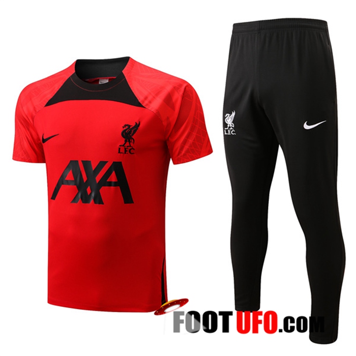 Promotion Ensemble Training T-Shirts FC Liverpool+ Pantalon Rouge 2022/2023