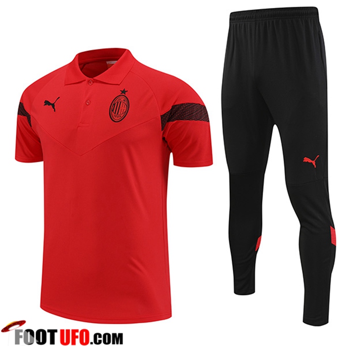 Lot Ensemble Polo Milan AC Rouge 2022/2023