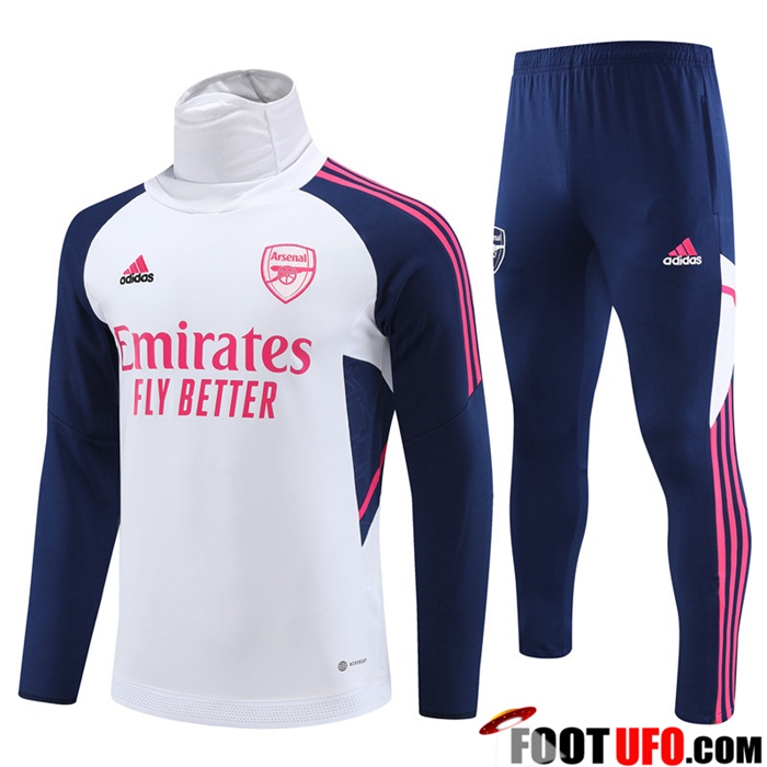 Vente Ensemble Survetement de Foot Arsenal High Collar Blanc 2022/2023