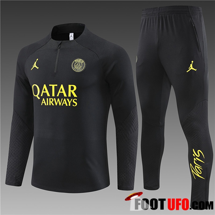 Official Ensemble Survetement de Foot PSG Jordan Enfant Noir 2022/2023