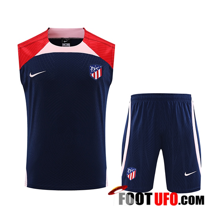Vrai Ensemble Training Debardeur + Shorts Atletico Madrid Bleu Marine ...