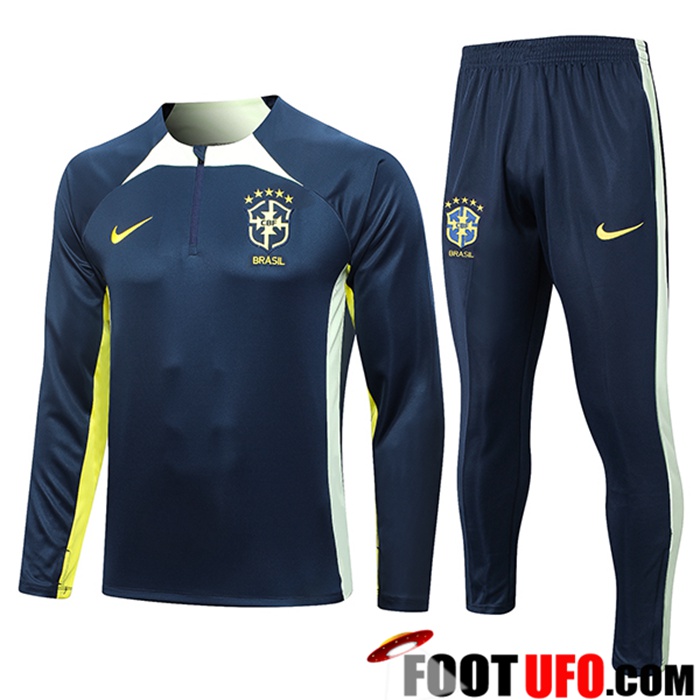 Officielle Magasin Ensemble Survetement de Foot Bresil Bleu Marine 2023 ...