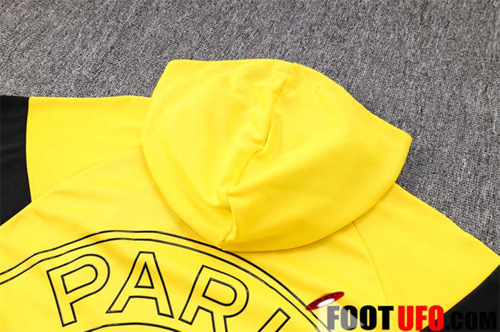 Production Ensemble Survetement Veste A Capuche Jordan PSG Jaune 2023/2024
